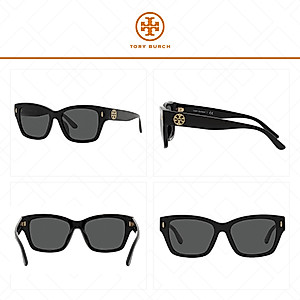 Tory Burch TY7167 170987 53MM Black/Grey Solid Rectangular Sunglasses for Women + BUNDLE With Designer iWear Eyewear Kit