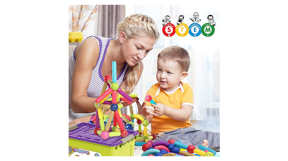 Huaker 88 Piece Magnetic Building Toys for Kids - STEM Fun