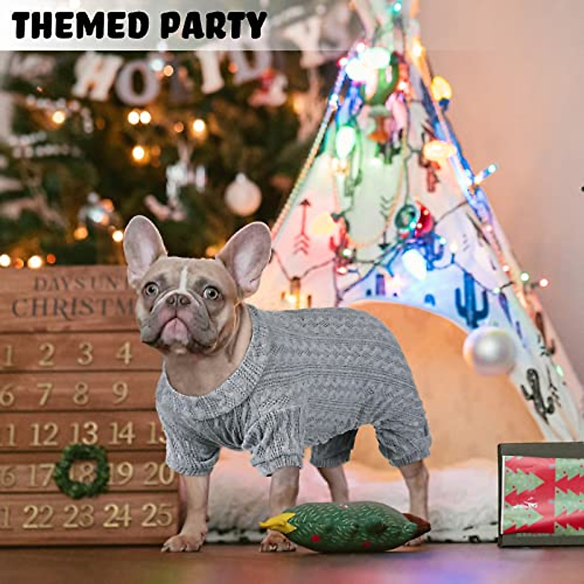 2 Pcs Dog Sweaters Knitted Puppy Pajamas Cat Sweater Pullover for Dogs Thermal Doggie Winter Clothes Christmas Holiday Knitwear Pet Apparel for Small Medium Dogs Puppies, Pink and Grey (Large)