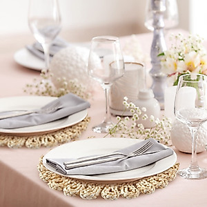 Zopeal 16 Pieces 11 Inches Woven Round Placemats Rattan Chargers Wicker Boho Placemats Natural Braided Table Mats Corn Husk Place Mats Wicker Charger Plates for Wedding(Hollow)