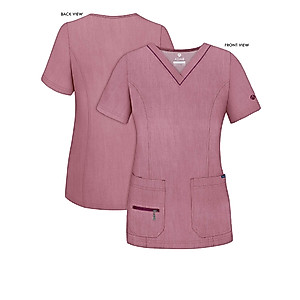 Adar Uniforms, Pro Heather Scrubs for Women - Elevated V-Neck Scrub Top - P4212H - Heather Wine - L