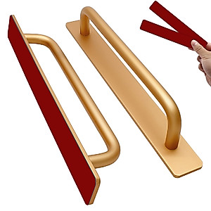 Auvotuis 2Pcs 8.3 Inch Self-Stick Instant Cabinet Handles, Aluminum Alloy Drawer Push Pull Handles Barn Door Handle Helper with Adhesive for Sliding Door, Closet(Silver)