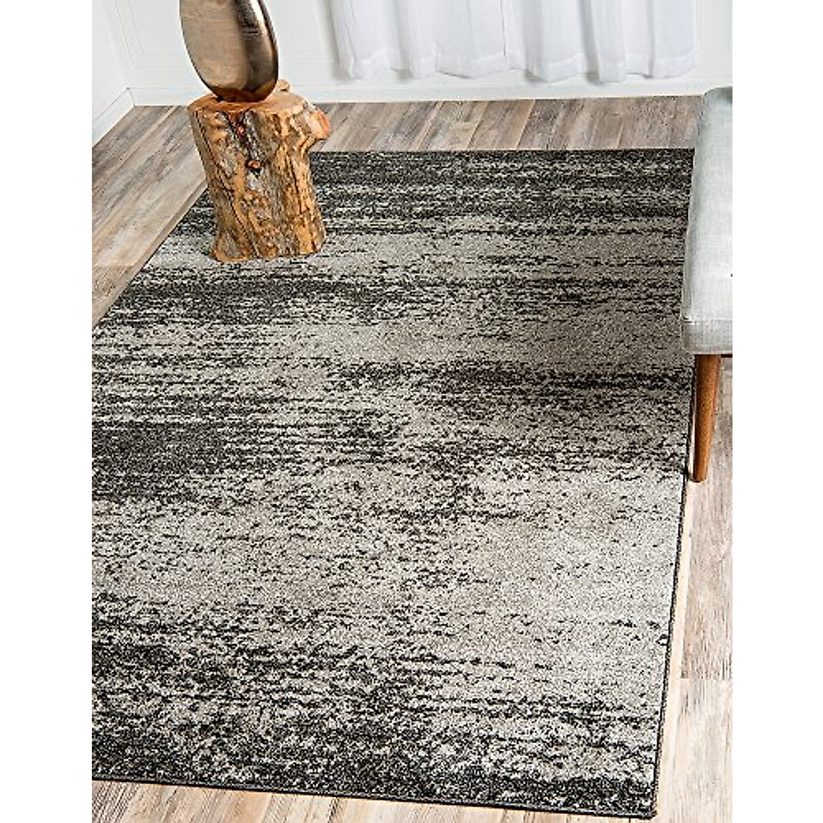 Unique Loom Del Mar Collection Area Rug - Lucille (5' 3" x 8' Rectangle, Dark Gray/ Ivory)
