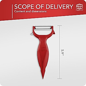 Börner Vegetable Peeler (6-in-1) • Garnishing Peeler with Grater • Multifunctional Peeler for Fruits & Vegetables • Fruit Peeler, Universal Peeler, Potato Peeler • Color: Red