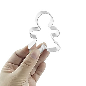 Saktopdeco 8 Counts Gingerbread Metal Cookie Cutter Small Christmas Gingerbread Man Shaped Decorative Cookie Cutters Set