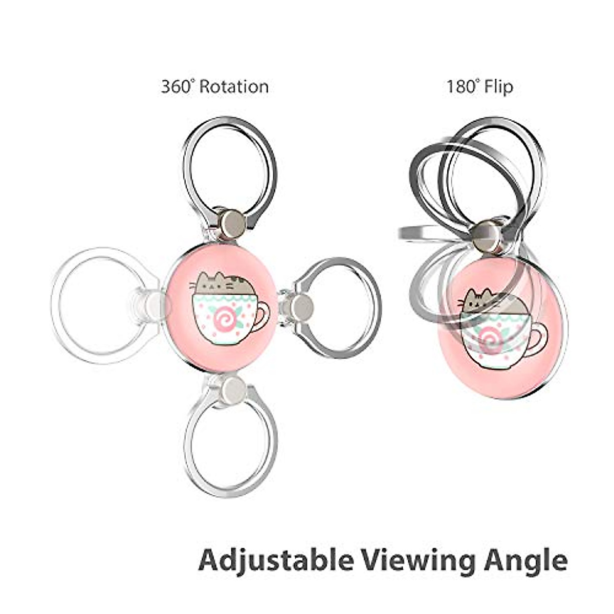 iFace x Pusheen Licensed Series Universal Smartphone Ring Holder Accessory for Girls/Women - Cute Stick-On Phone Attachment for iPhone, Samsung Galaxy, etc. - Pusheen in a Teacup