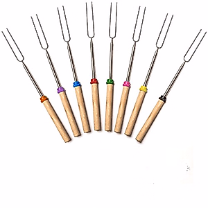 Marshmallow Roasting Sticks -Extendable Forks, 32 Inch Telescoping Smores Skewers for Smores& Hot Dog Fire Pit Camping Cookware Campfire Cooking Kids