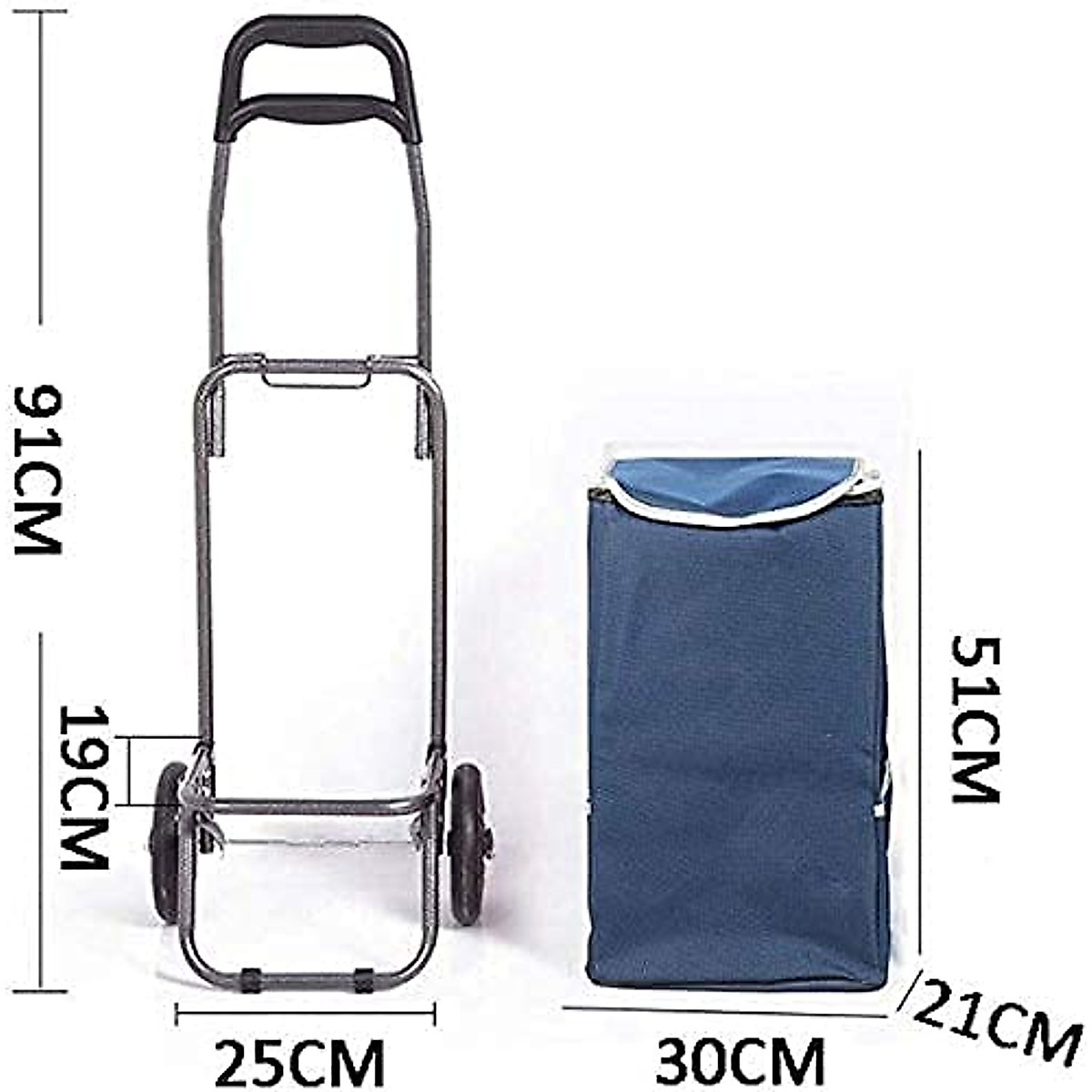 Shopping Trolley on Wheels Multi Function Shopping Cart Fashion Aluminum Folding Portable Trolley More Durable Double Side Pocket Space Storage Hand Trucks,Blue,Crystal Wheel ,Shop