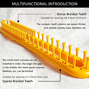 Katech Rectangle Knitting Looms 47 cm Long Green Plastic Weaving Looms Set Scarf Hats Making Tools DIY Crocheting Handmade Craft Kit with a Crochet Hook and Needle for Knitting Lovers (Green)
