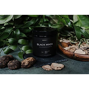 ELMNT 40,000mg 40x Strength Organic Black Maca Root w. Ashwagandha - Highest Potency Black Maca Root Capsules for Men with 100% Pure Maca Peruana Powder Organic, Gelatinized, Non-GMO - 60 Pills
