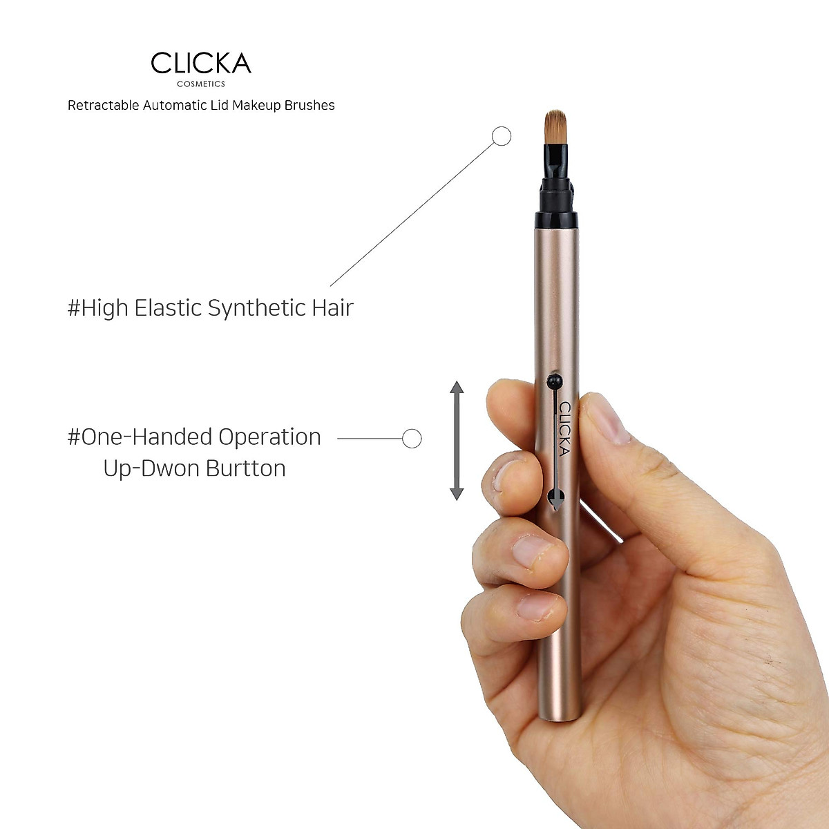 Retractable Automatic Lid Professional Lip Brush 1pc (Champagne Gold)