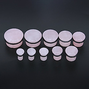 PunkTracker 6Pairs 4g-11/16” Multiple Stone Single Flared Ear Plugs with Silicone O-Ring Expander Gauges