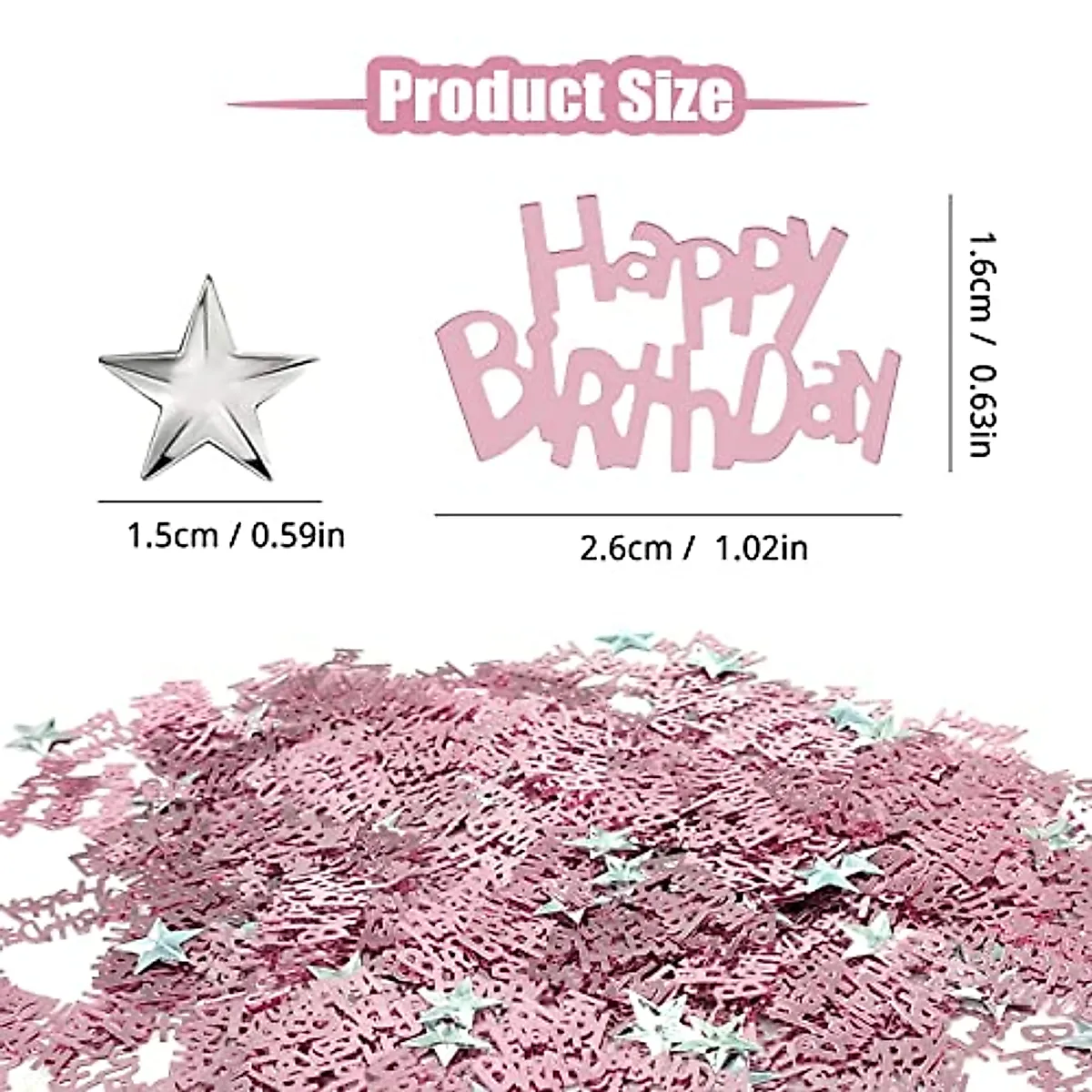 Andiker Table Confetti, 60g Happy Birthday Confetti Metallic Table Scatter for Birthday Party Decoration (Pink Gold)