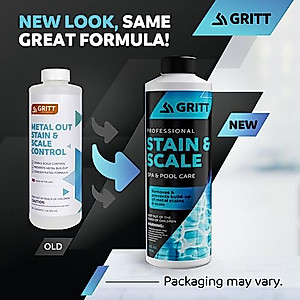 Gritt Commercial Metal Out Stain and Scale Control | Pool, Hot Tub and Spa Chemicals for Scale Metal and Stain Control | Calcium Remover and Scale Preventer | Hardness Decreaser for Hard Water 32oz
