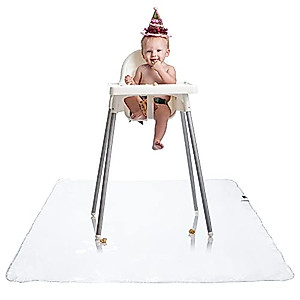 Graco Under High Chair Mat - Clear, Waterproof & Washable Plastic Food/Spill Catcher - 50" Eating, Painting & Art Floor Cover