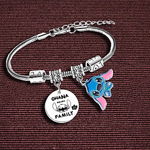 Nfyxcaz Ohana Means Family Bracelet Stitch Bracelet Stitch Gifts Christmas Birthday Gifts for Women Friendship Gifts for Daughter Son Sister Brother Niece Friends