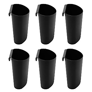 JAKAGO 6-Pack Little Hanging Bucket - Hanging Cup Holder for Rolling Cart Shelf Wall Storage Box for Kitchen Living Room Bathroom Desktop Cleaning Trash Can(Black)