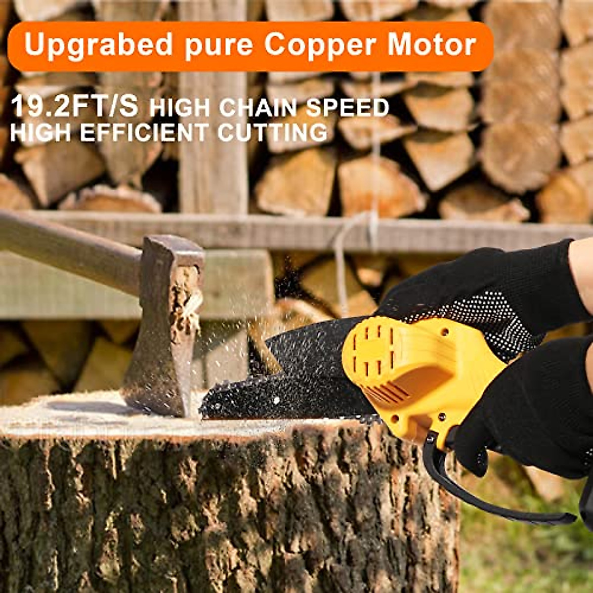 Mini Chainsaw 6 Inch, Battery Powered Brushless Cordless Mini Chainsaw With 2 x 2000mAh Rechargeable Battery, Portable One-Handed Handheld Small Electric Chainsaw for Tree Trimming Wood Cutting