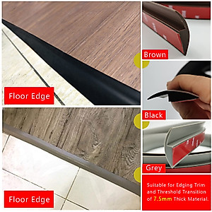 DAILISEN 9.84ft Vinyl Self Adhesive Overlap Threshold Reducer,Flooring Tile Laminate Border Transition Strip,Flat Carpet Rug Edging Strips, Fluted Saddle,Flexible Molding Trim,Stair Edging