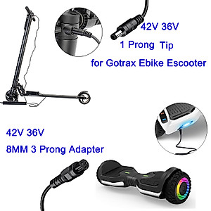WYNESS 42V 2A Electric Scooter Charger for Gotrax GXL V2, G2, G3, G4, Apex, Glider, XR Elite, 2 Plugs for All 36 Volt Lithium Battery