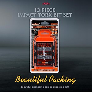 HORUSDY 13Pieces T5-T40 Torx Bits Set - Torx Security Bit Set - Security Torx Bit Set | Star Bits Set - 1/4 Hex Torx