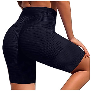 Bblulu 2 Pack Women's Textured Booty Tights High Waisted Ruched Butt Lifting Leggings Tummy Control Push Up Workout Yoga Pant
