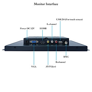 iChawk 10.1" inch Display 1920x1200 16:10 1080 Widescreen HDMI-in VGA USB Built-in Speaker Metal Shell Embedded Open Frame Support Linux Ubuntu Raspbian Debian Touch LCD Screen PC Monitor K101MT-59HRL