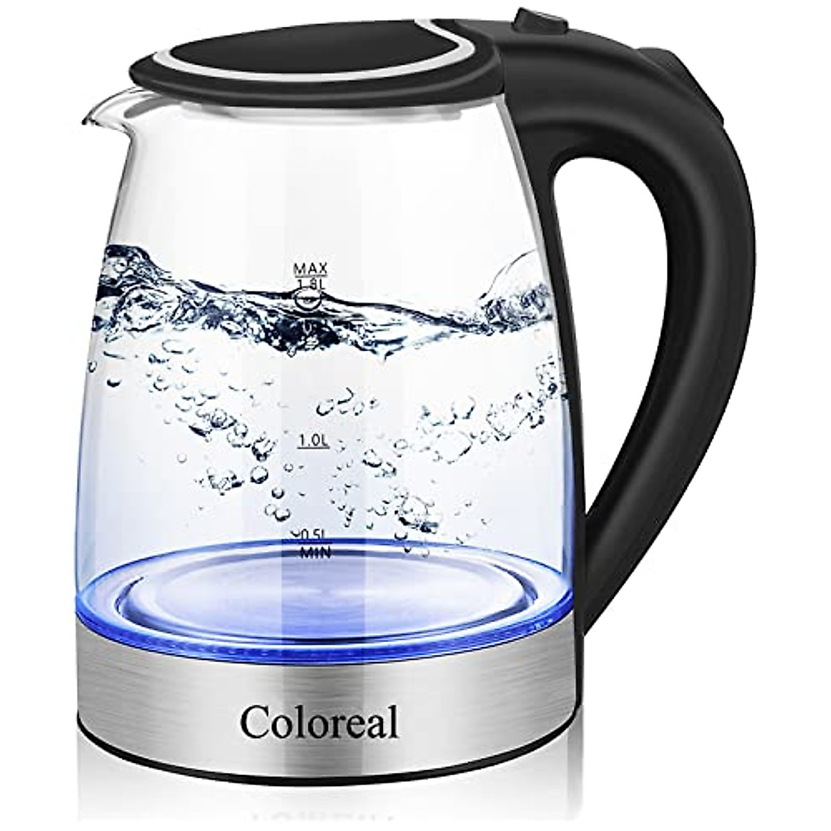 Water Electric Kettle, 1.8L Glass Electric Tea Kettle 1200w Cordless Electric Kettle with LED Light Portable Water Heater Boiler Pot Tea kettle Fast Boiling BPA-Free Auto Shut-off Boil-Dry Protection