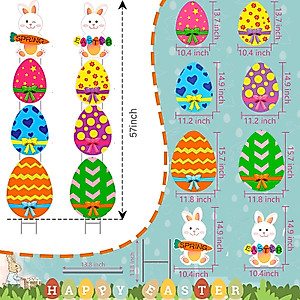 59.5 inch Easter Decorations Outdoor Easter Egg and Bunny Yard Signs Spring Easter Signs with Metal Stakes Easter Lawn Sign Decor for Easter Party Garden Patio