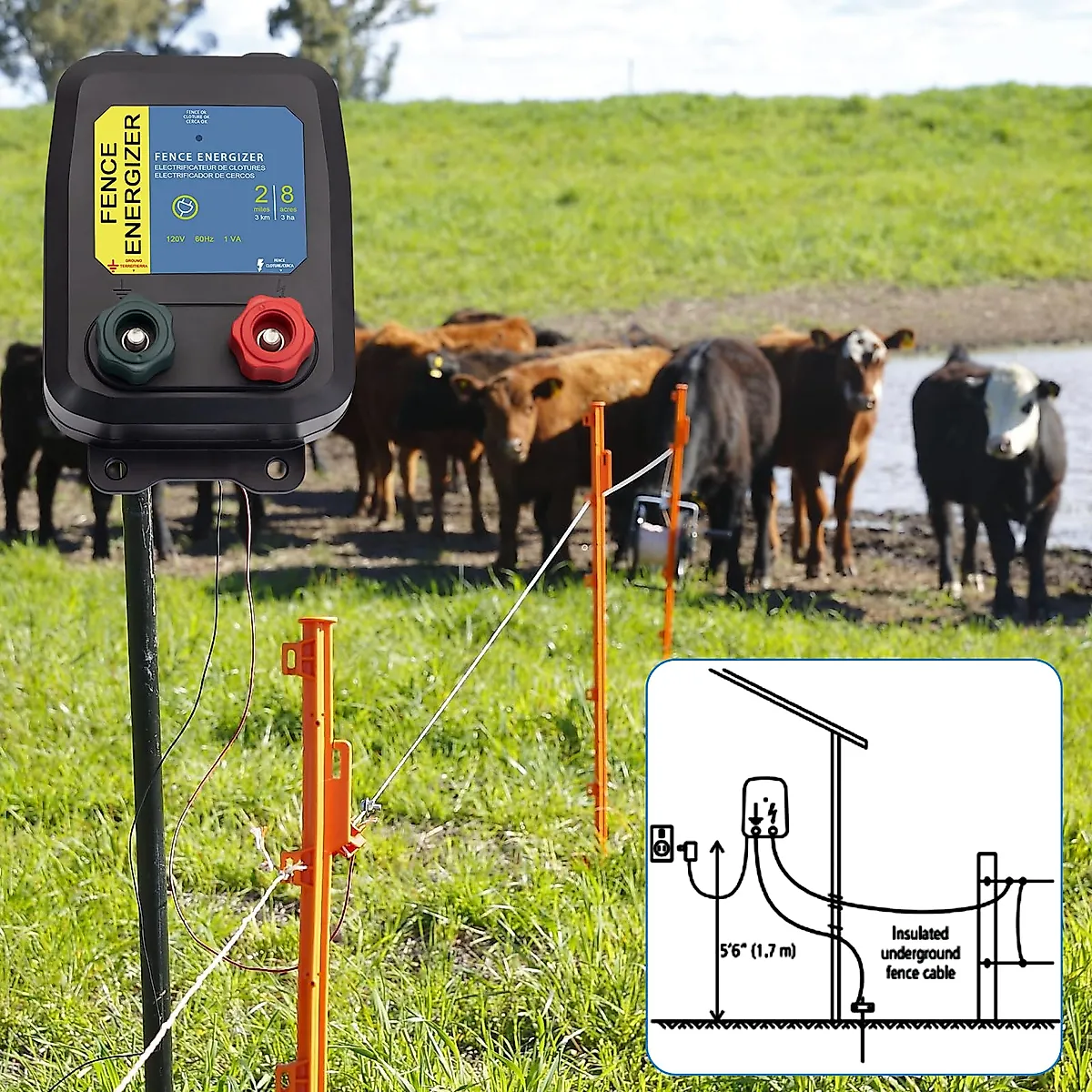 Electric Fence Energizer Plus 250,Electric Fence Charger PE2 0.10 Joule,Livestock Fence Chargers for Containing Pets and Keeping Out Small Nuisance Animals