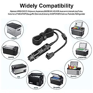HKY Car Fridge Cigarette Lighter Plug compatible with Alpicool Dometic ARB ICECO Setpower Rockpals Aspenora Ausranvik AstroAI Kalamera JoyTutus Refrigerator Car Freezer Cooler Power Cord