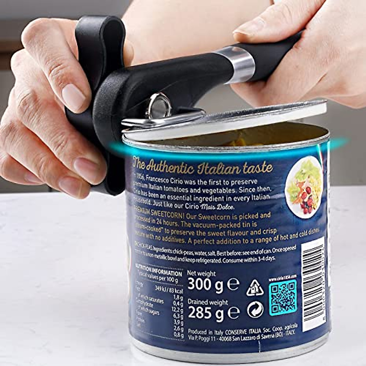 Can Opener Smooth Edge Manual, Can Opener Handheld, No Sharp Edges With Soft Grips, Food Grade Stainless Steel Cutting Can Opener, Professional Ergonomic Can Opener for Kitchen & Restaurant