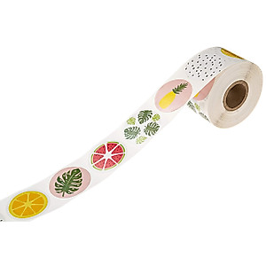 Chic Fruit and Floral Stickers / 500 Stickers per roll / 6 Colorful Fruit and Floral Designs