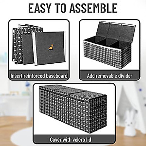 Joyrasic 2 Pack Large Toy Box Chest with Lid, Collapsible Sturdy Toy Storage Organizer Boxes Bins Baskets for Nursery Room, Playroom, Bedroom, Closet (Arrow)