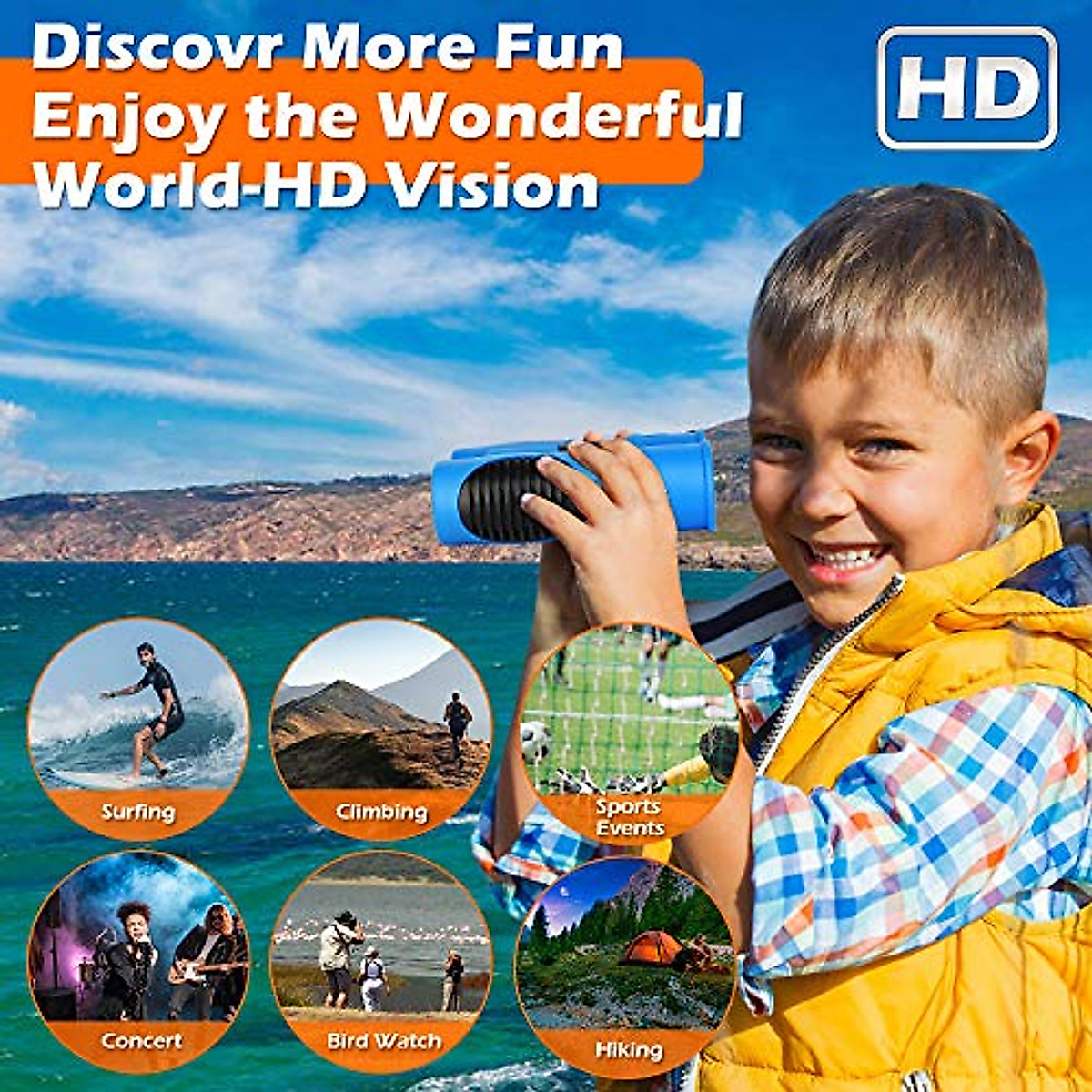 Compact Mini Binoculars for Kids – 8x21 Zoom Kids Binoculars Toy Gift Shock Proof for 3 4 5 6 7 8 9 10 11 12 13 Years Old Boys Girls Bird Watching Sporting Events Children Best Present