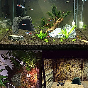 PINVNBY Large Reptile Hideout Cave,Resin Rock Hides Habitat Decor Lizard Box Shelter Tortoise Basking Terrace Pet Terrarium Nest Decoration for Gecko,Spiders,Frogs,Fish,Turtles and Hermit Crabs