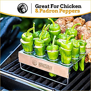MOUNTAIN GRILLERS Jalapeno Popper Holder for Grill with Corer - Large 24 Hole Pepper Rack and Tray with Core Tool - Perfect Popper Griller & Cooker - Dishwasher & Oven Safe Pepper Corer Tool