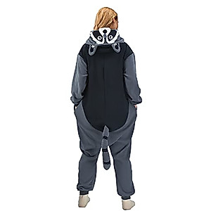 ofodoing Adult Animal One-piece Pajamas Cosplay Animal Homewear Sleepwear Jumpsuit Costume for Women Men… Grey
