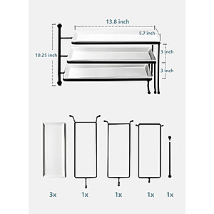 Sweese 731.101 3 Tiered Serving Stand, Foldable Rectangular Food Display Stand with White Porcelain Platters - Serving Trays, Dessert Display Server for Brithday Party, Valentine's Day and Events