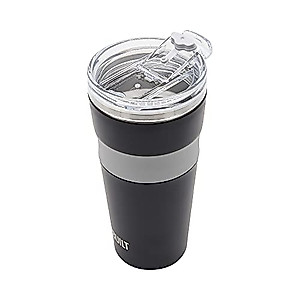 BUILT 24 Ounce Shasta Double Wall Vacuum Insulated Stainless Steel Coffee and Water Tumbler with Easy to Clean Flip to Open Lid, Black