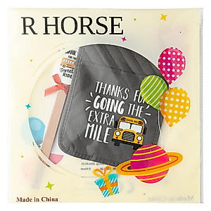 R HORSE 3Pcs School Bus Driver Gift Funny Cookie Bag Silicone Spatula Set with Greeting Card Thank You Bus Driver Present Potholder Heat Resistant Oven Mitt Bus Driver Retirement Teacher Day Gift