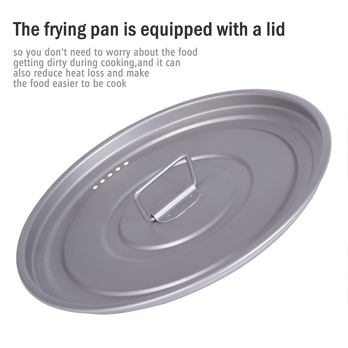 Boundless Voyage Titanium Non-Stick Frying Pan with Folding Handle Non-Stick Ceramic Coating Frypan Cooking Pot for Outdoor Camping Picnic Backpacking (L) with Lid