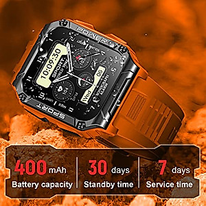 Desong Military Smart Watch,1.95" Rugged Smart Watch(Call Receive/Dial),IP68 Waterproof Activity Trackers Smartwatches,Fitness Heart Rate Sleep Monitor Sport Smartwatch for Android iOS