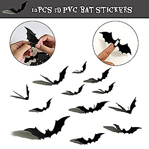 Red Glittery Happy Birthday Halloween Banner Black Foil Curtains Backdrop 3D Bat Sticker and Latex Balloons Confetti Balloon for Birthday Party Decorations Scary Party Supplies