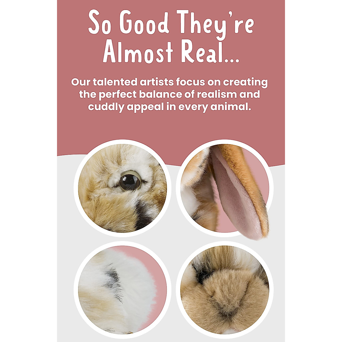 Living Nature Brown Dutch Lop Eared Rabbit Stuffed Animal | Fluffy Rabbit Animal | Soft Toy for Kids | 10 inches