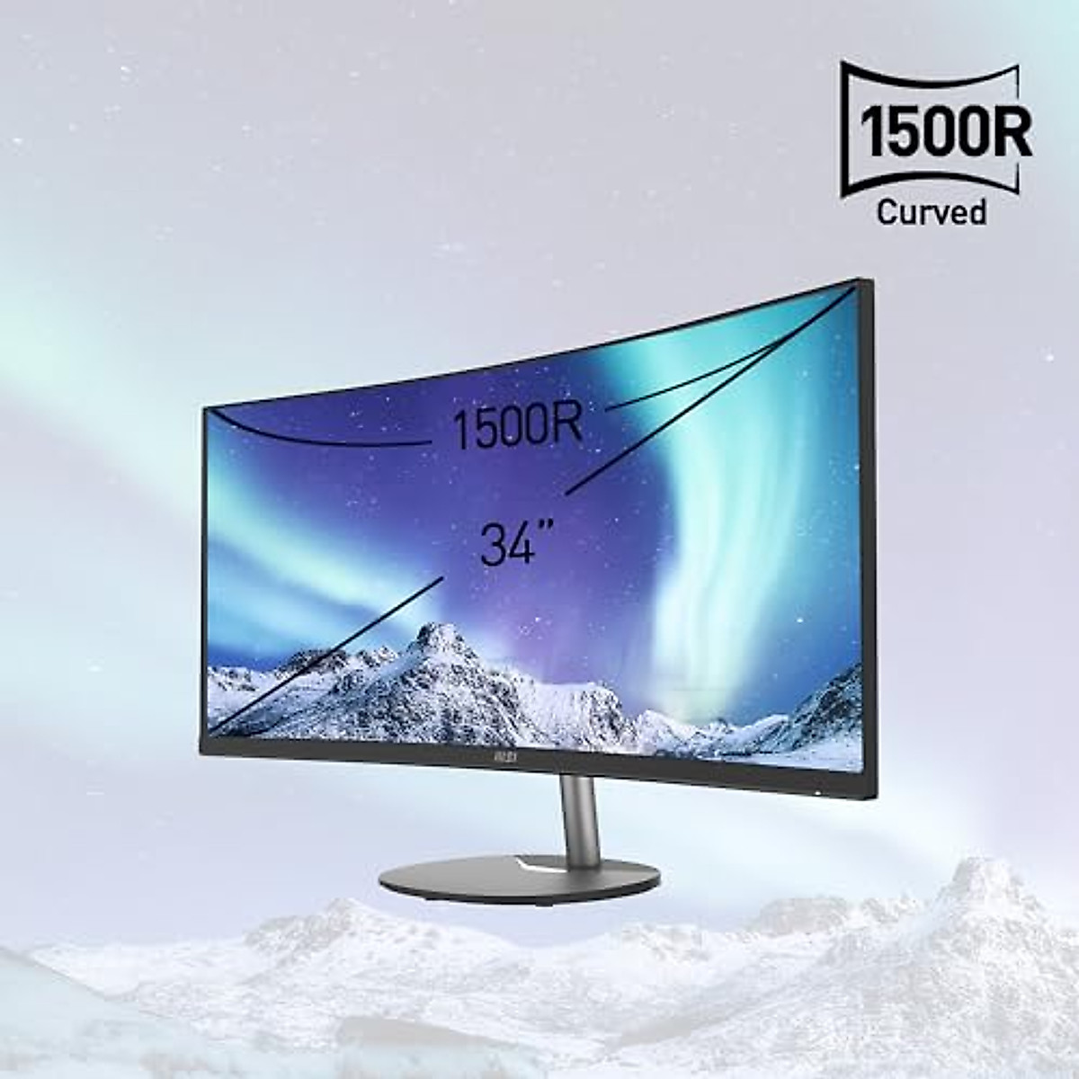 MSI Pro MP341CQ, 34" Monitor, 3440 x 1440(UWQHD) VA, 100Hz, TUV Certified Eyesight Protection, 4ms, Displayport, HDMI, Tilt, Black