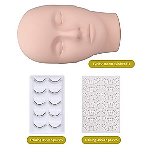 LASHVIEW Lash Mannequin Head, Practice Training Head with 25 Pairs Practice Lashes for Training Eyelash Extensions,Cosmetology Doll Face Head,Easy to Clean by Skincare Essential Oil