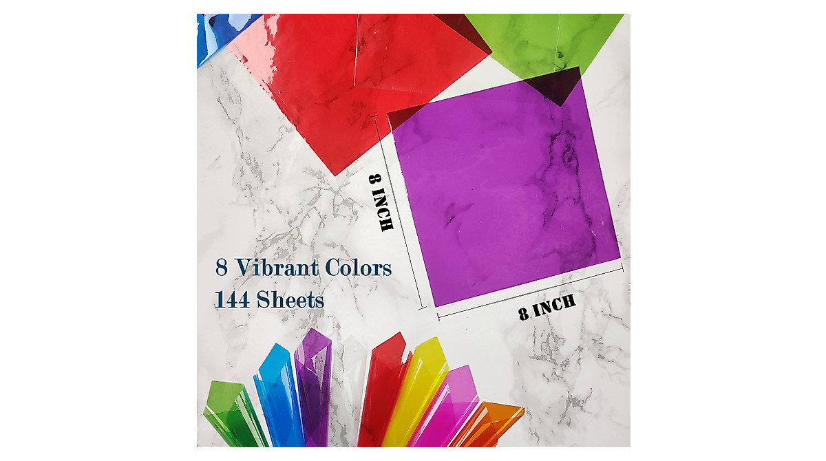 144PCS Colorful Cellophane Sheets for Crafts & Decorations