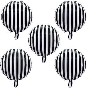 10Pcs Halloween Balloons Decorations Happy Halloween Party Foil Mylar Balloons Halloween Skull Balloons Black White Strip Balloons for Halloween Birthday Baby Shower Wedding Party Decor Supplies