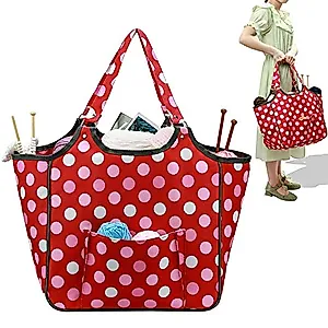 Coopay Yarn Storage Tote Knitting Bag, Large Capacity Yarn Organizer with Oxford Fabric, Crochet Bag Knitting Basket for Unfinished Project, Knitting Needles, Crochet Hook, Skeins of Yarn (Bag Only)